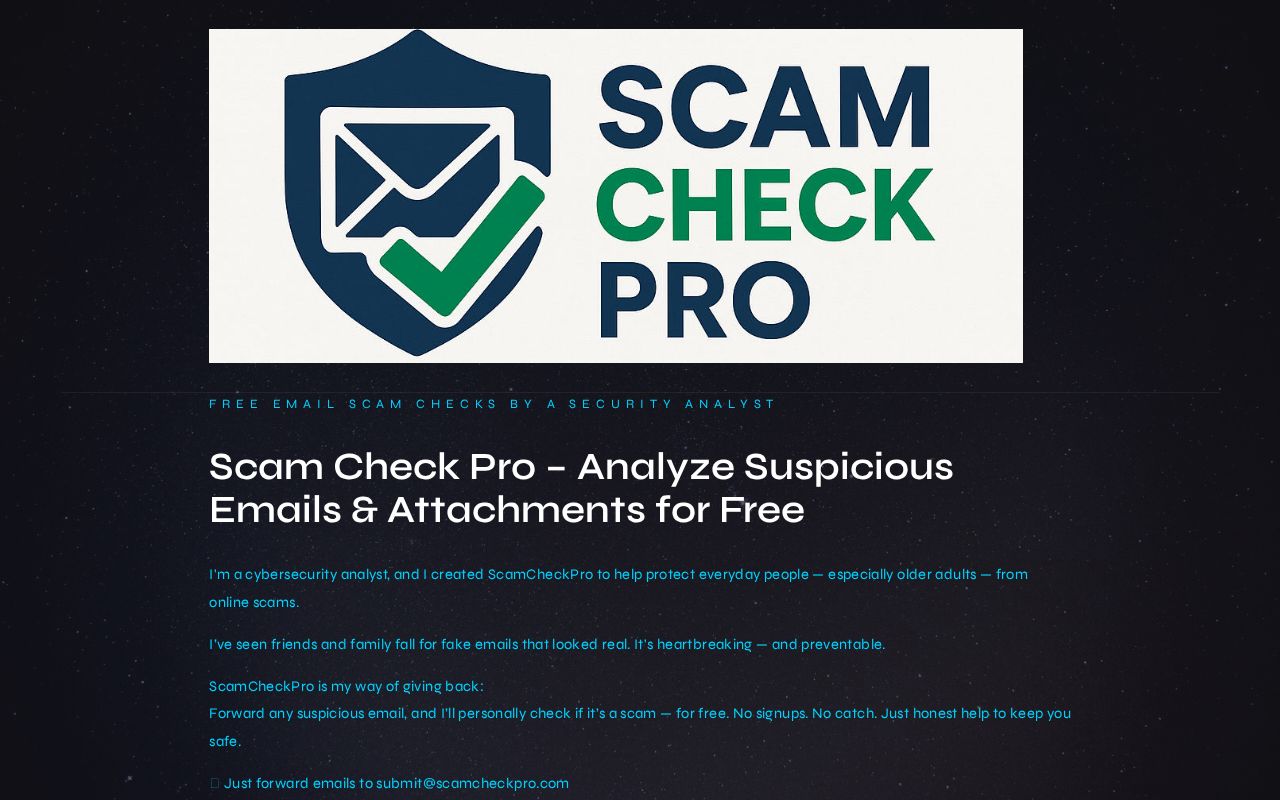 Scam Check Pro – Analyze Suspicious Emails & Attachments for Free